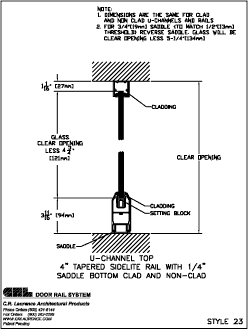 CRL SR4TBS3812SL 4" Tapered Sidelite Rail - Brushed Stainless