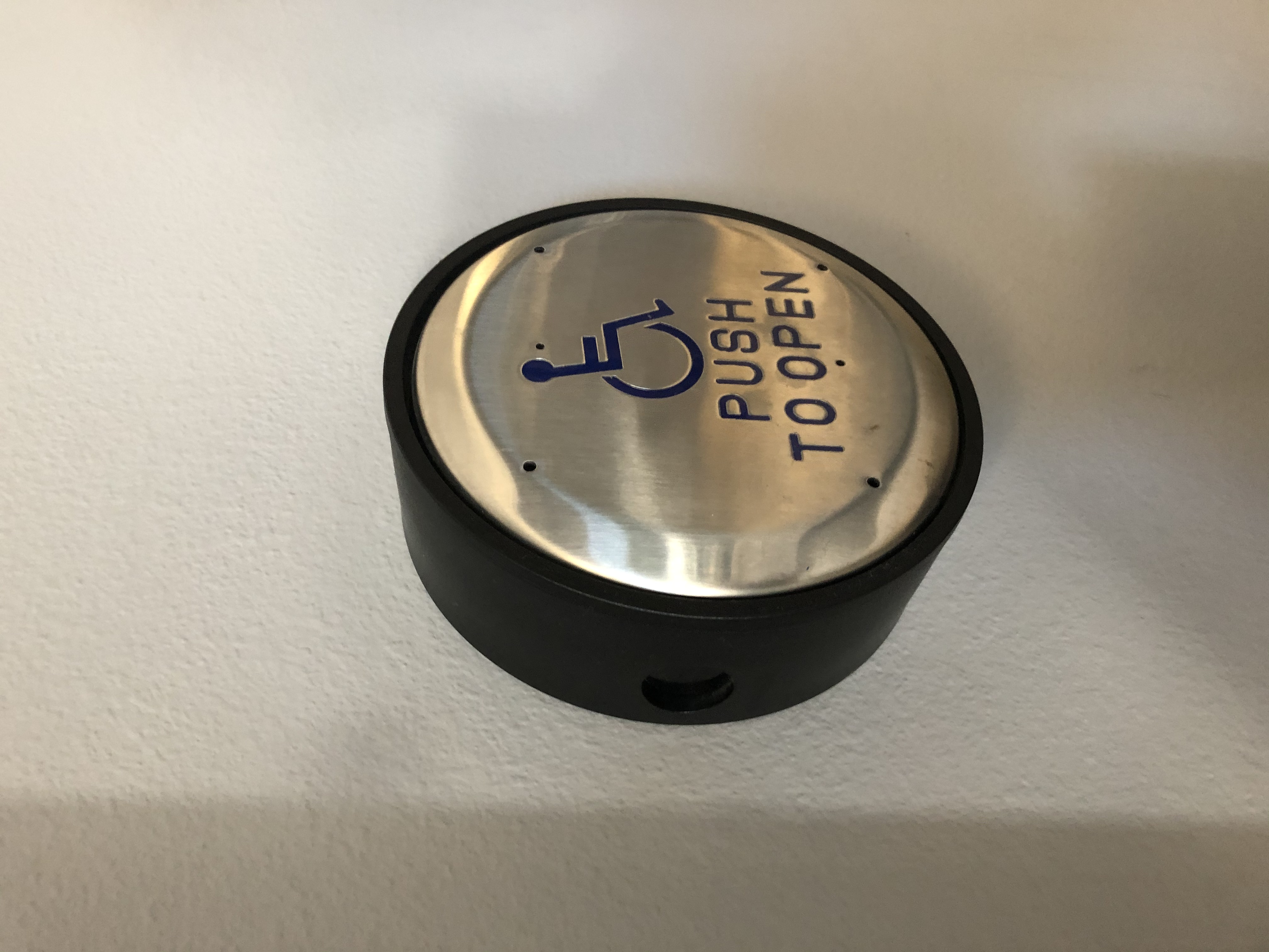 BEA 10PBRLL 6" Round Stainless Push Plate, Blue Handicap Logo